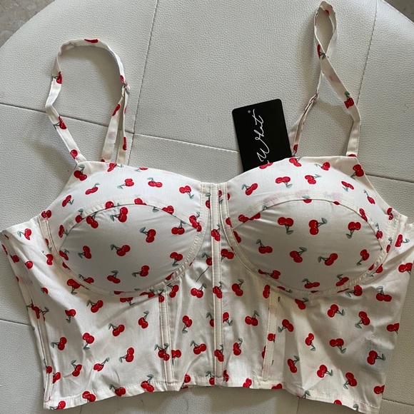 Tops | Cherry Red Bustier Corset Crop Top | Poshmark